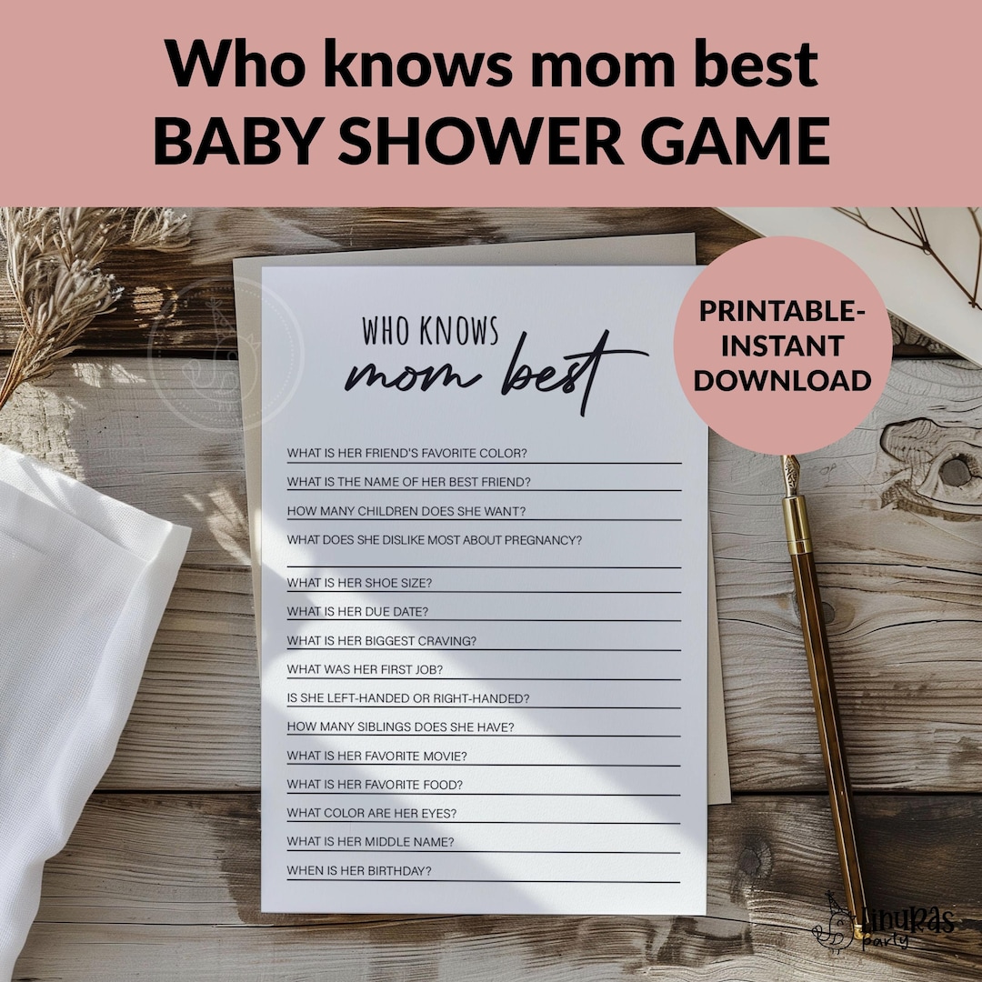 Baby Shower Quiz Game Shower Trivia Mom Baby Shower Activity Printable ...