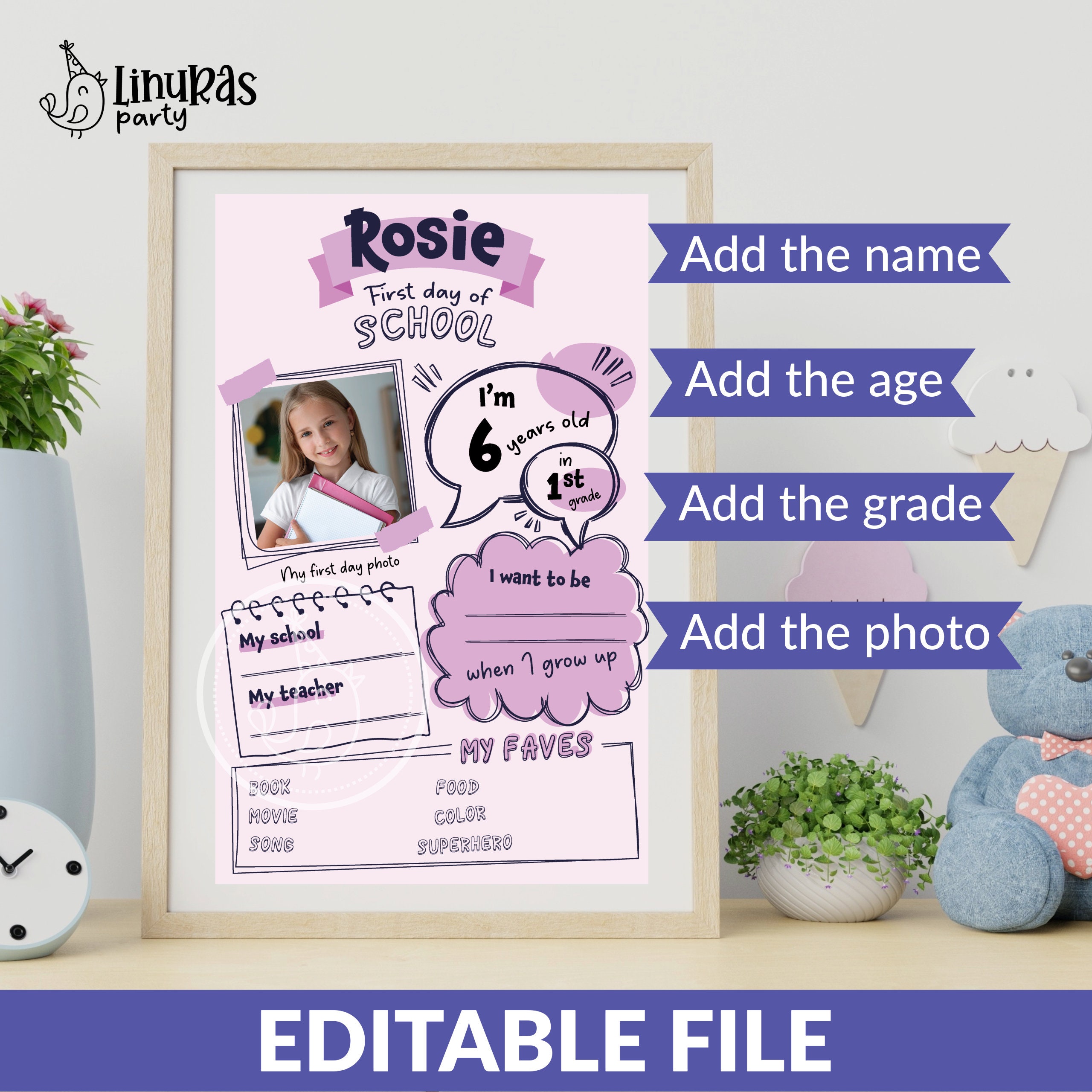 Back to School Sign Printable First Day of School Sign Back to School ...