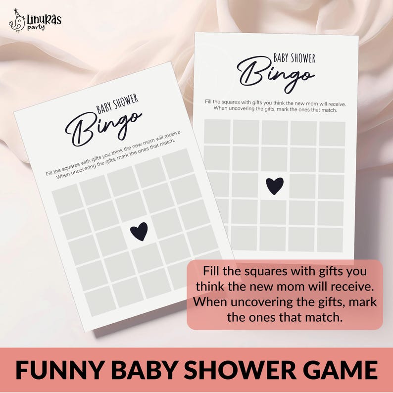 Bingo Baby Shower Game Bingo Card Printable Shower Activity Baby Shower ...