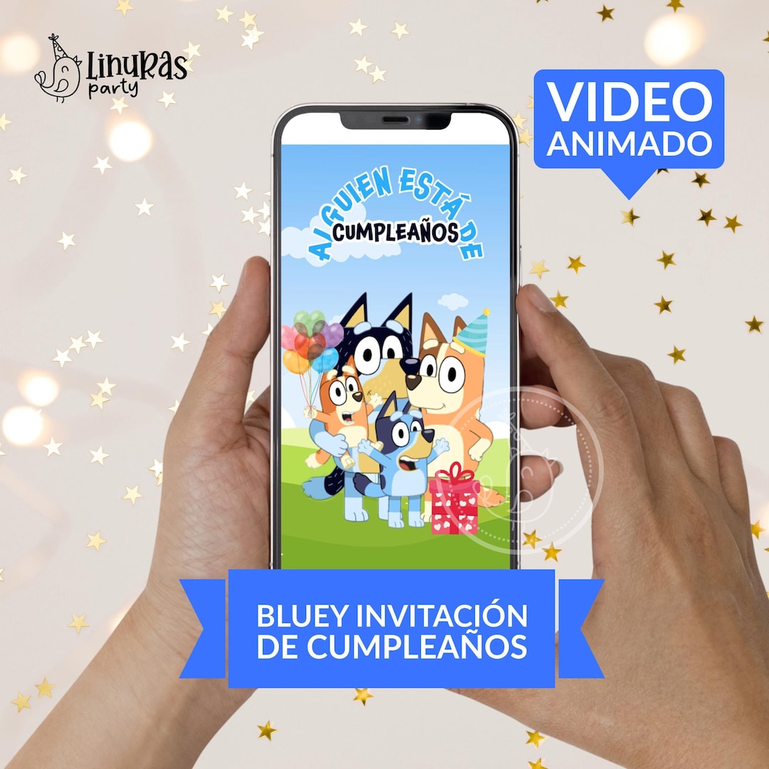 Invitación Animada Bluey Cumpleaños Niños Tarjeta De Invitación ...