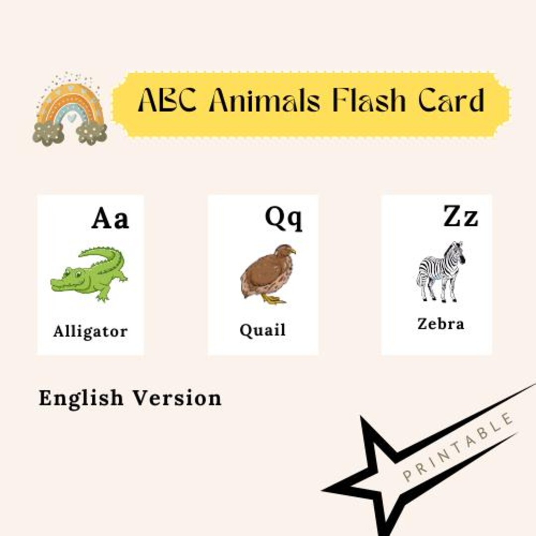 Printable Flash Card, Alphabet ABC Flash Card, Kids Educational Flash ...