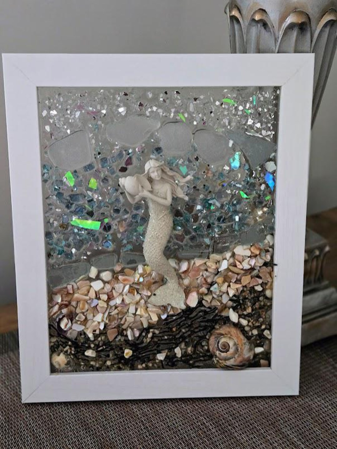 Mermaid Art, Resin Coastal Wall Hanging, Sea Glass, Beach Wall Art ...