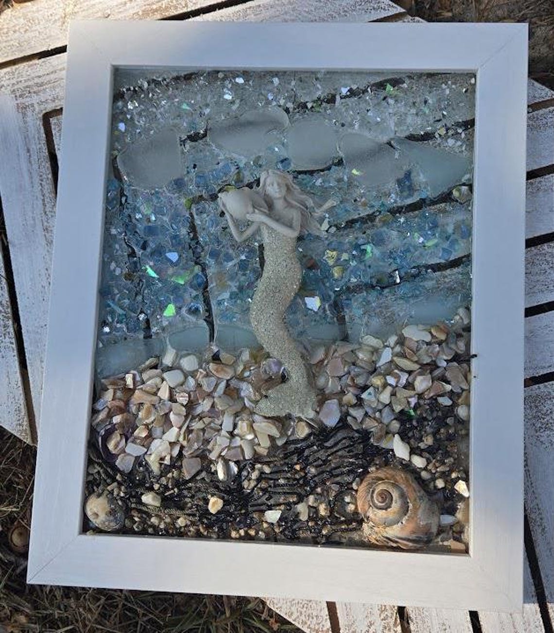 Mermaid Art, Resin Coastal Wall Hanging, Sea Glass, Beach Wall Art ...