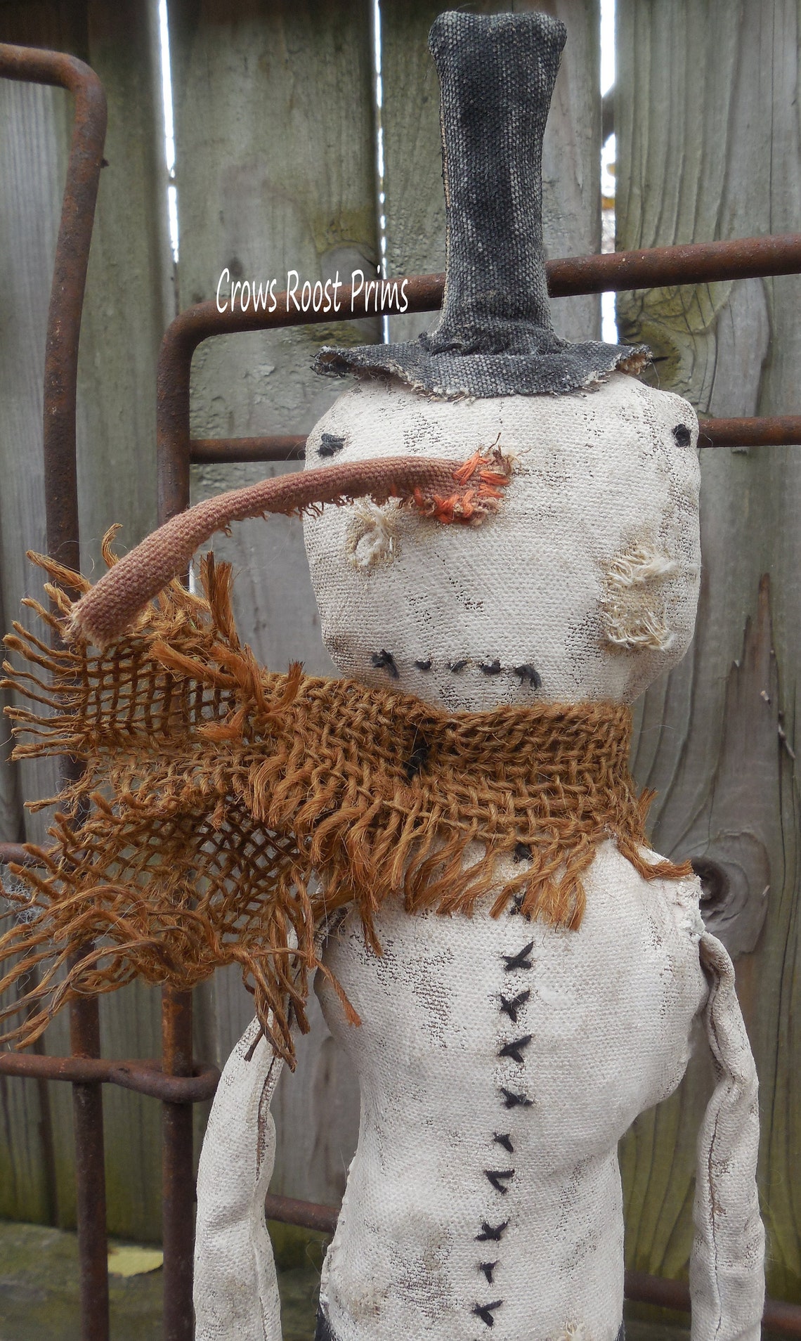 SALE Prmitive Epattern-not Doll, Folk Art Snowman 404 Dominic Snow ...