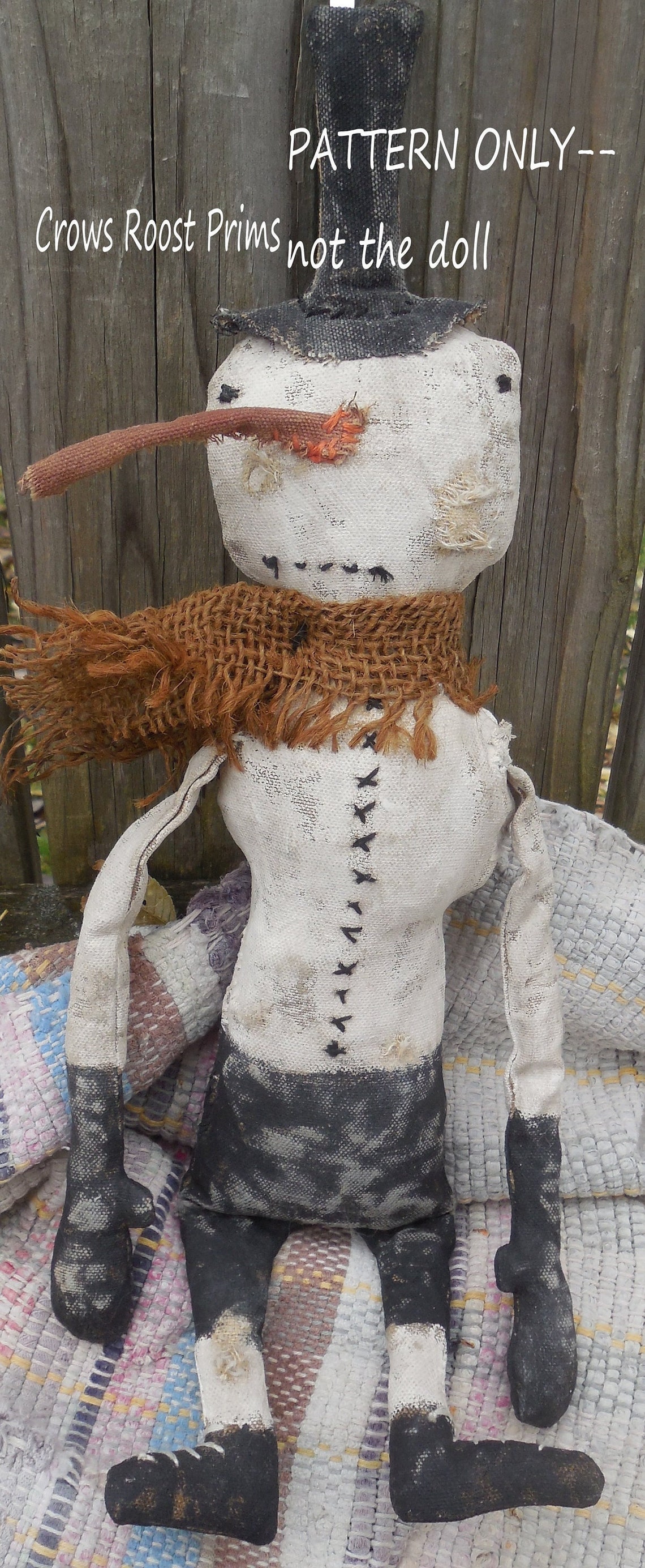 SALE Prmitive Epattern-not Doll, Folk Art Snowman 404 Dominic Snow ...