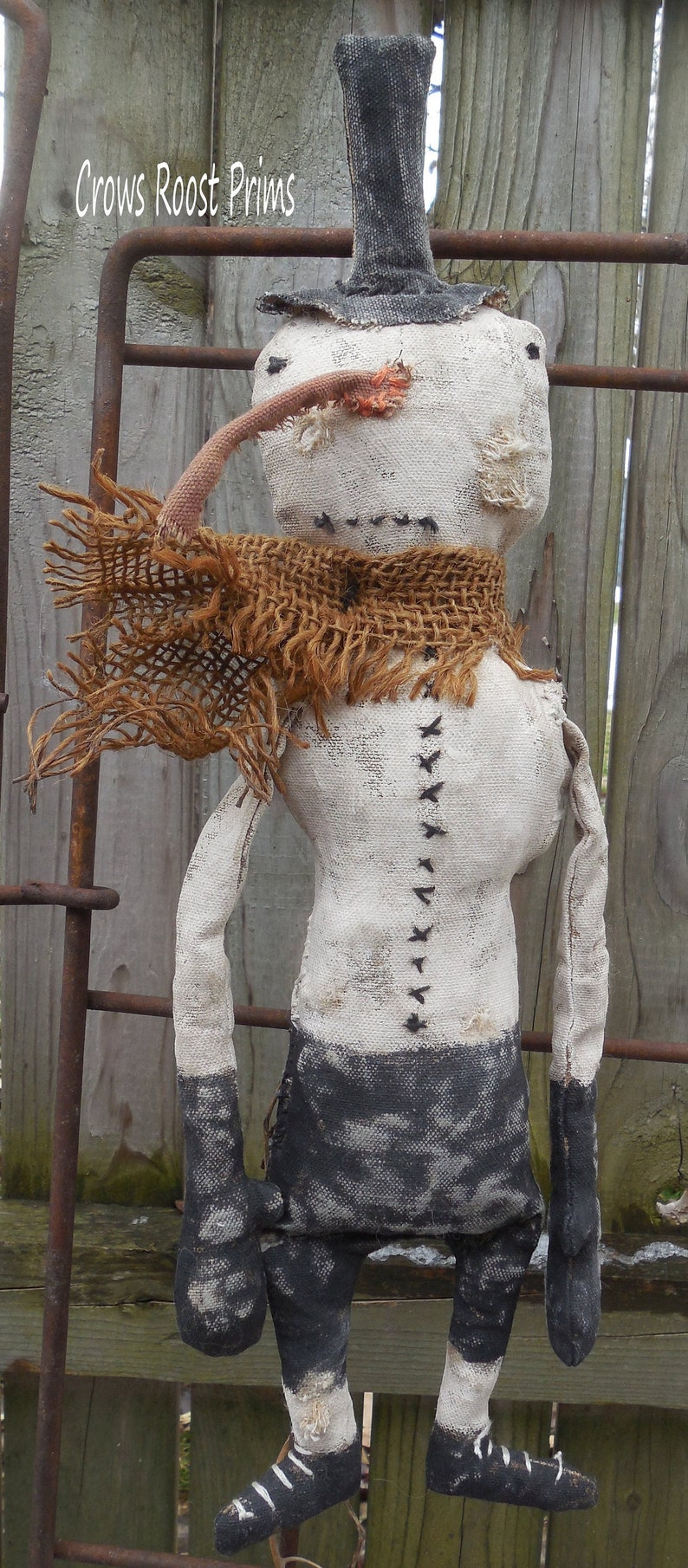 SALE Prmitive Epattern-not Doll, Folk Art Snowman 404 Dominic Snow ...