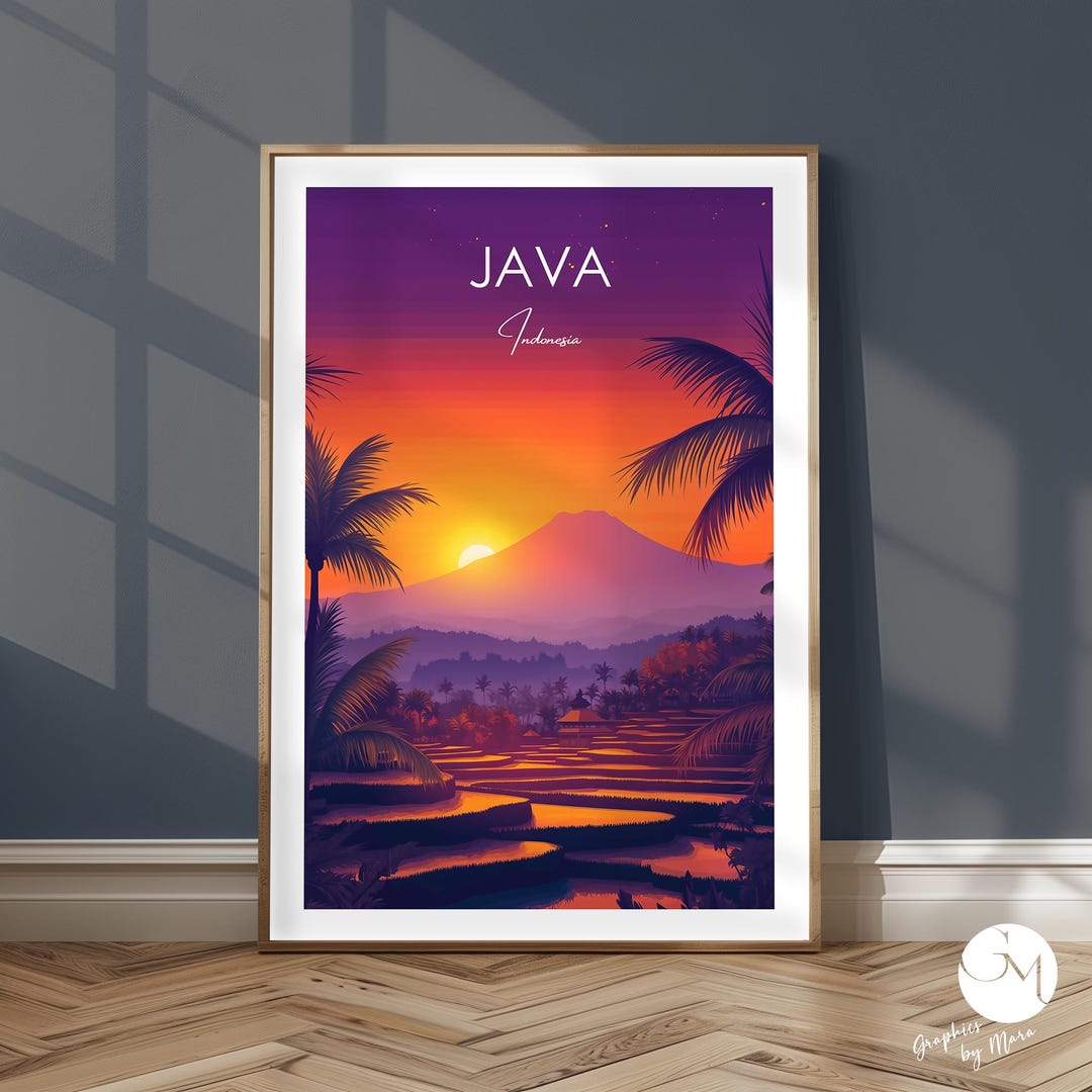 Java Poster Indonesia – Tropical Landscape & Volcanic Landscape ...