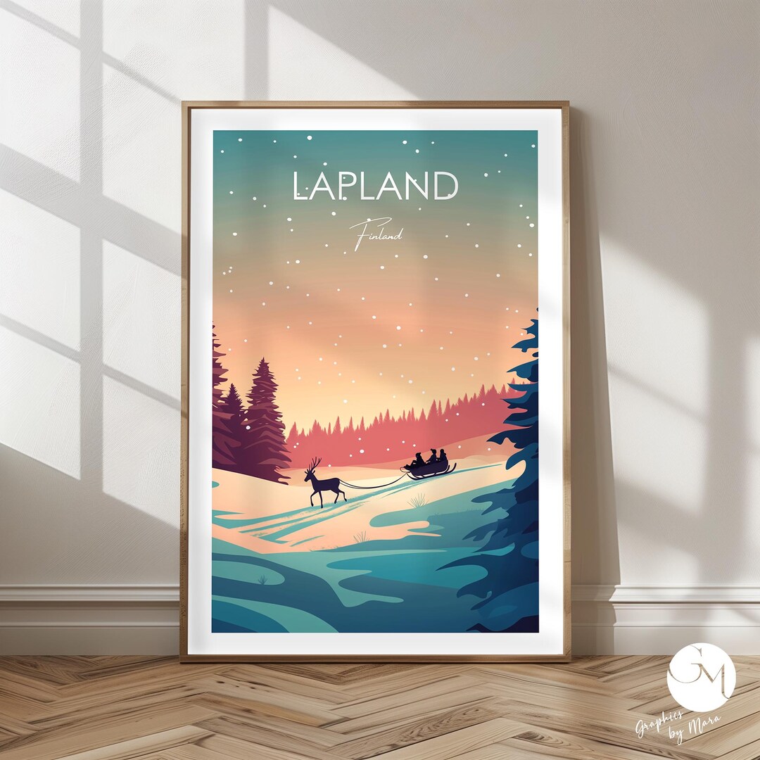 Lapland Finland Poster – Winter Fairytale in a Reindeer Sleigh ...