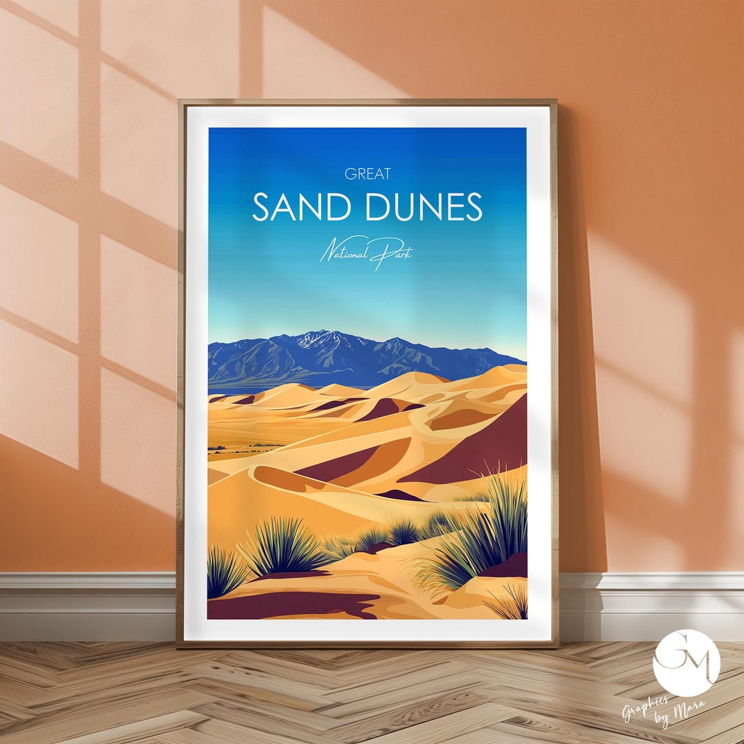 Great Sand Dunes Poster Colorado Desert & Mountains USA Natural Wonders ...