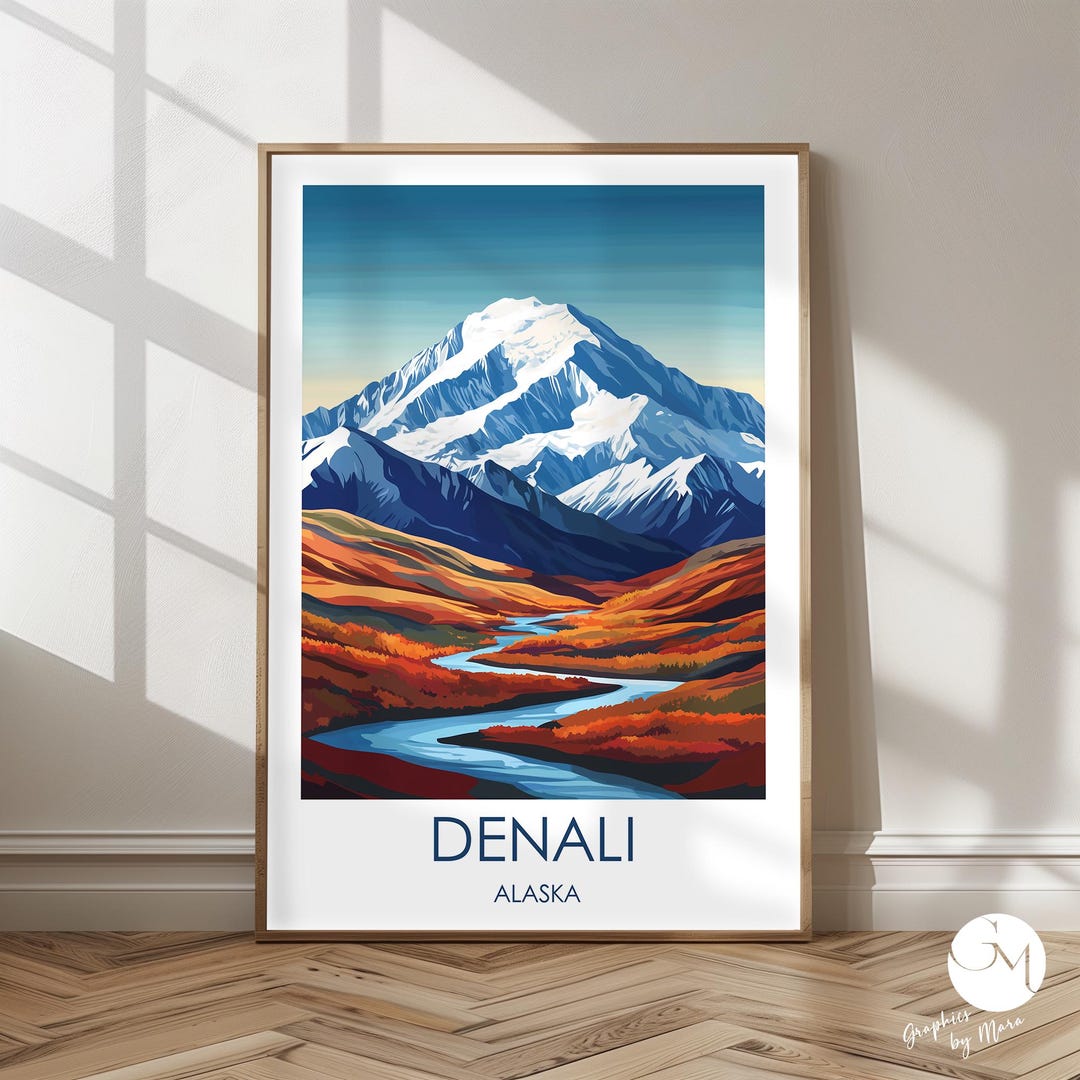 Denali Poster Alaska Mount Mckinley – Highest Mountain in North America ...