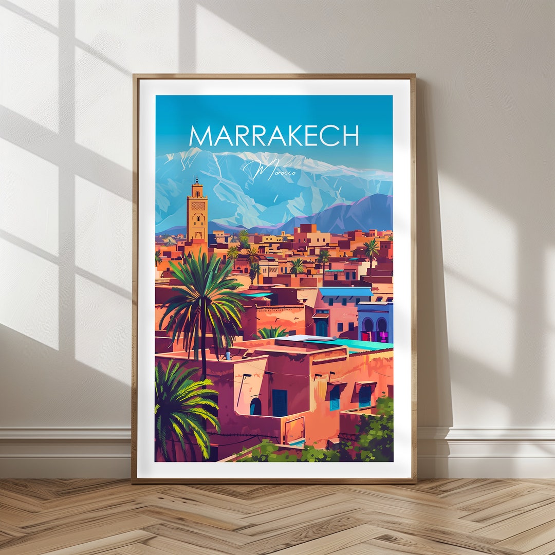 Marrakech Travel Poster Travel Poster for Marrakech, Morocco Wall ...
