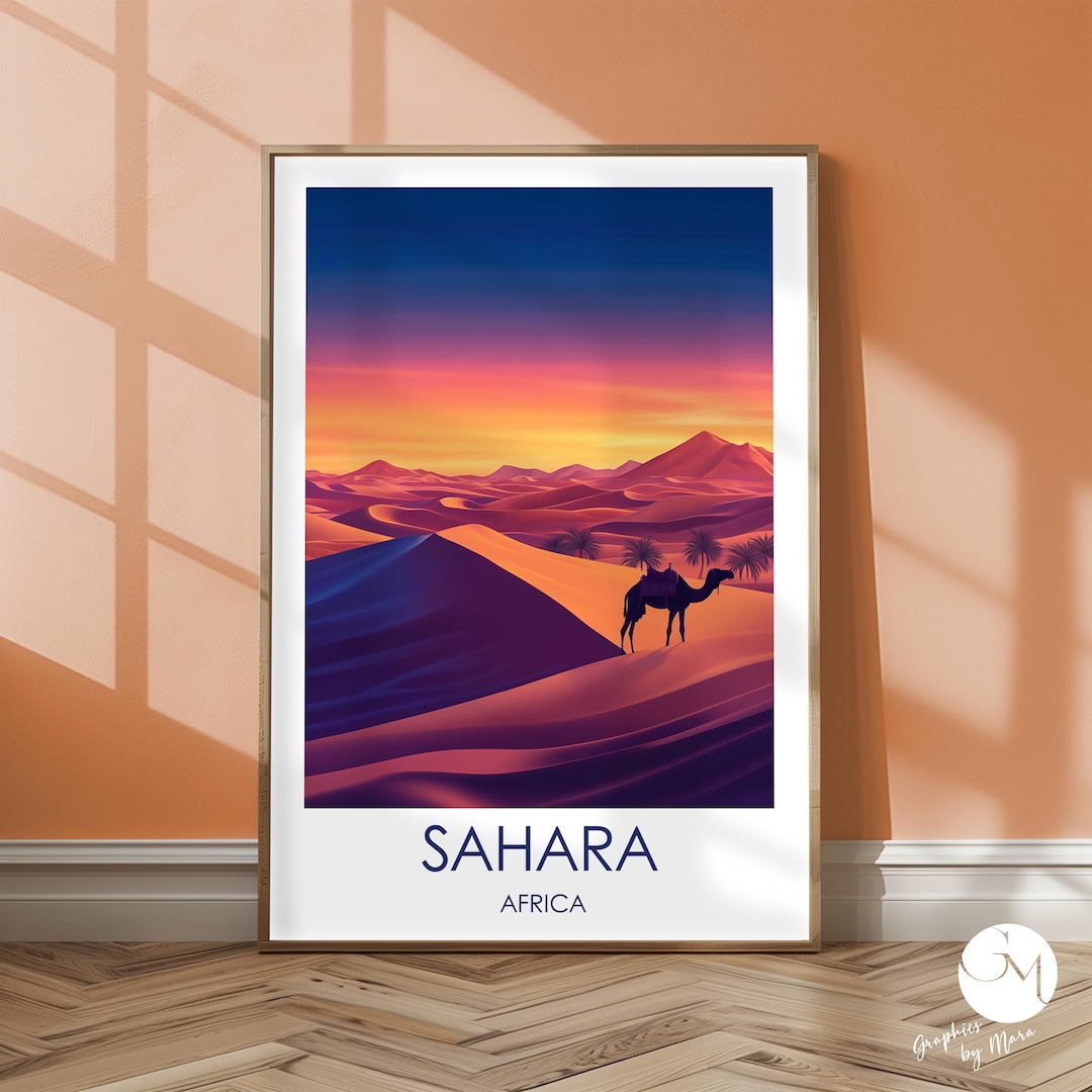 Sahara Desert Poster Magical Sand Dunes & Sunsets Africa Landscape Art ...