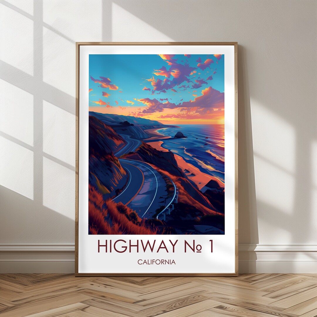Highway No. 1 Travel Poster USA California Wall Art for Home Decor Gift ...