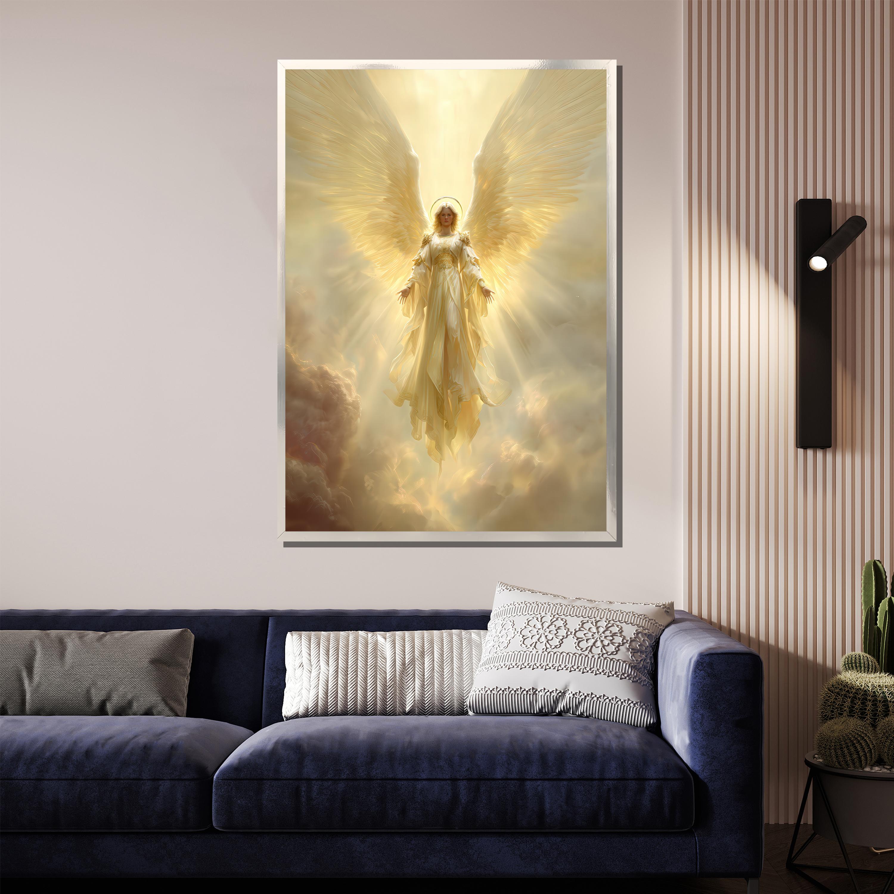 Radiant Angel in Light Canvas Painting - Heavenly Wall Art, Ready to ...