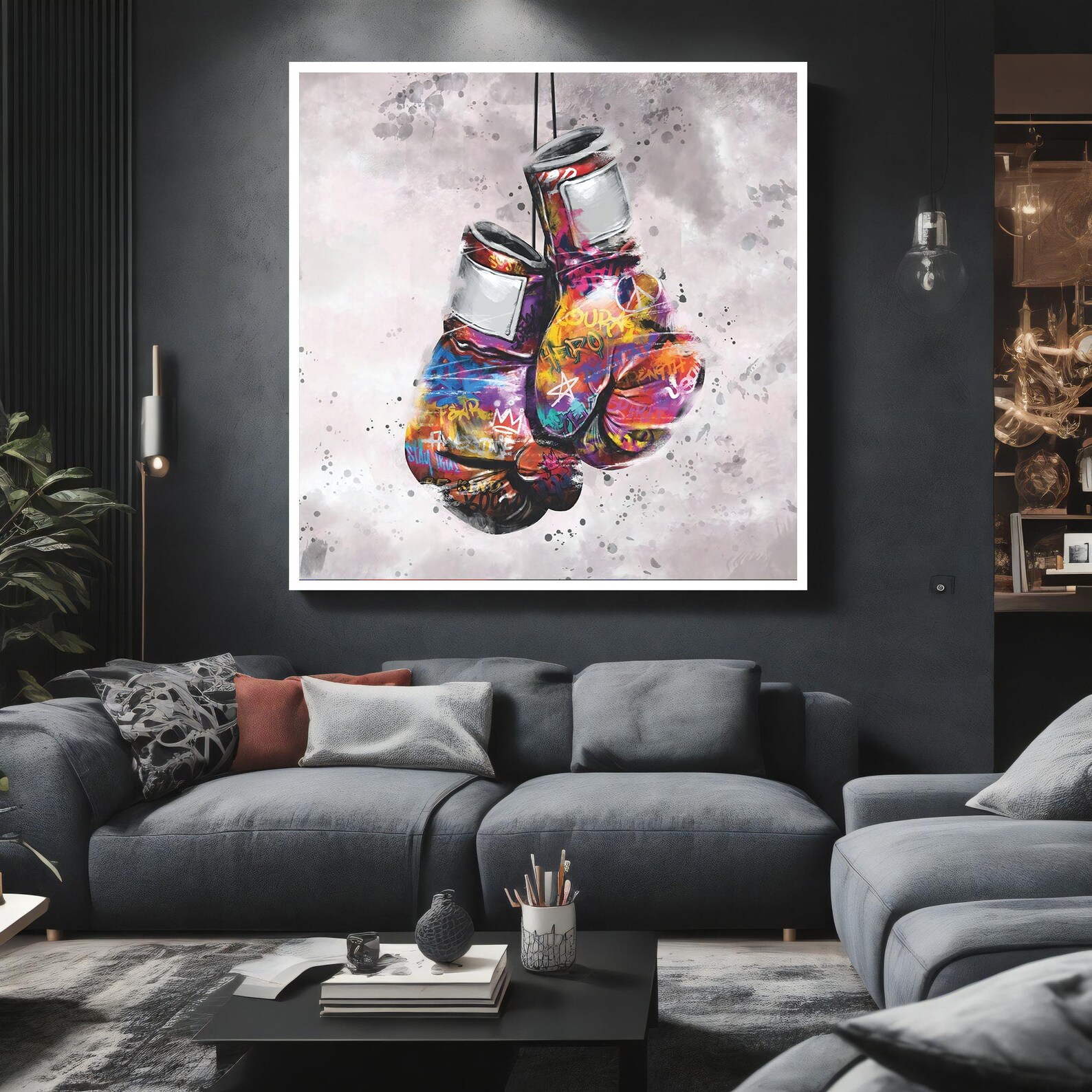 Graffiti Boxing Gloves Canvas Painting - Bold Banksy Inspired Art Gift ...