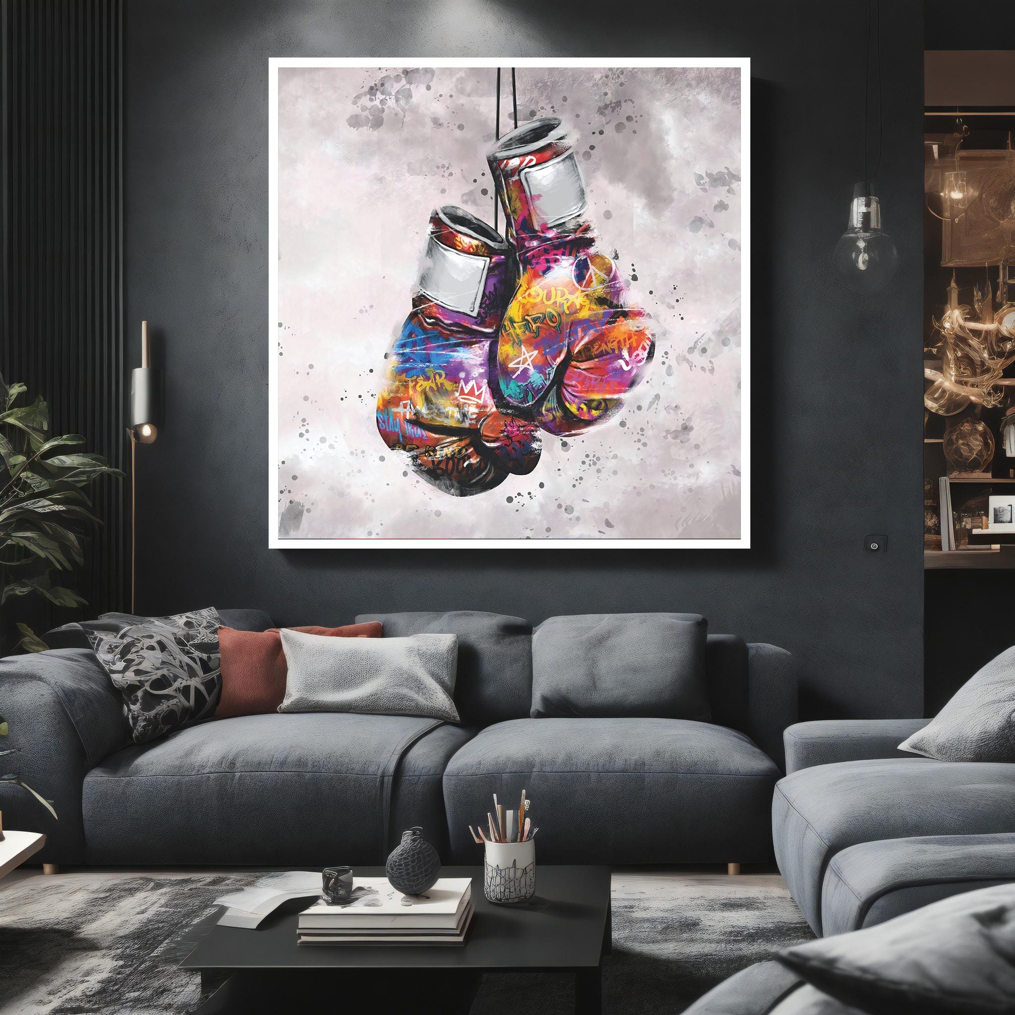 Graffiti Boxing Gloves Canvas Painting - Bold Banksy Inspired Art Gift ...