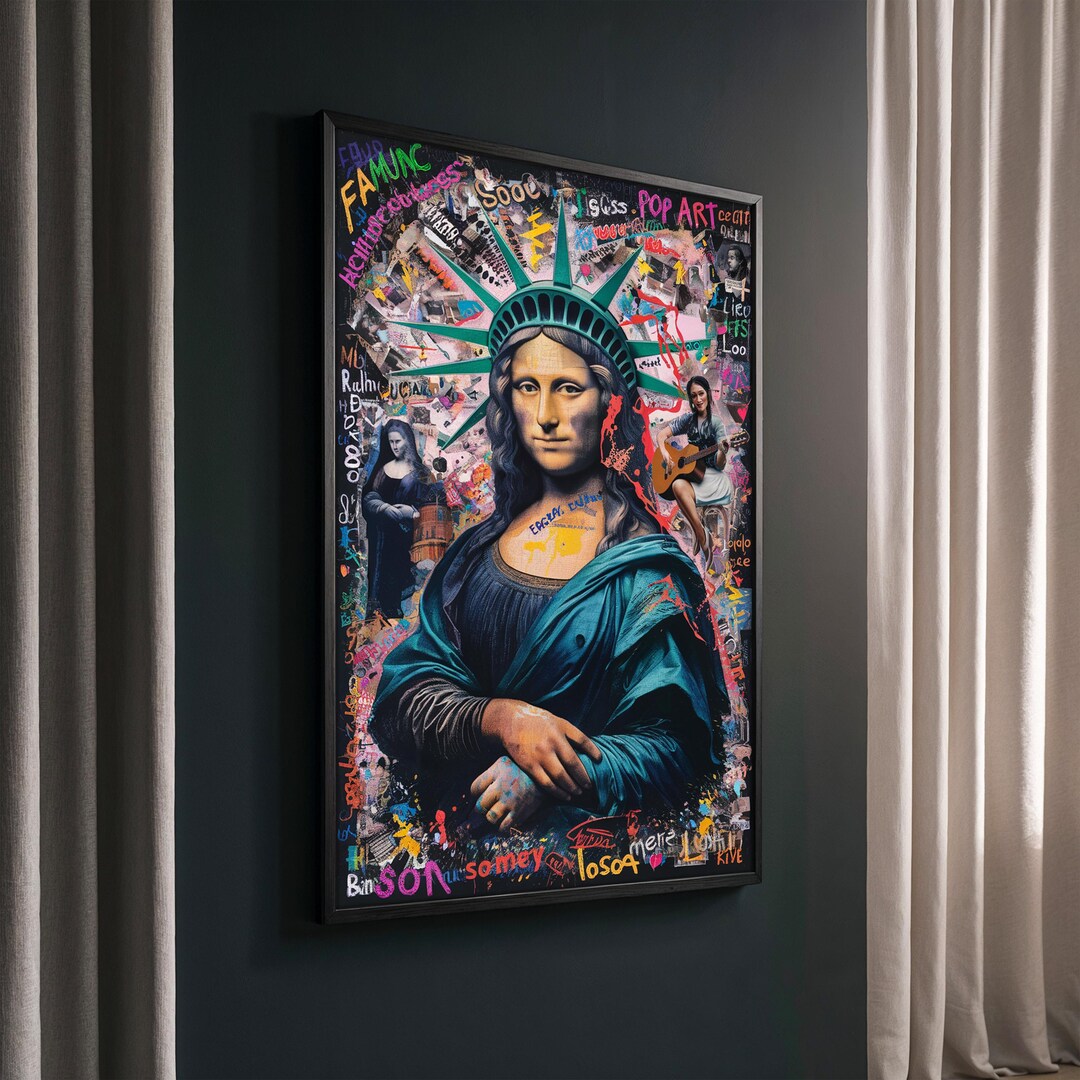 Graffiti Mona Lisa Statue of Liberty Pop Art Canvas Painting Gift ...