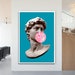 Playful Statue With Bubble Gum Art Canvas Print, Modern Pop Art Decor ...