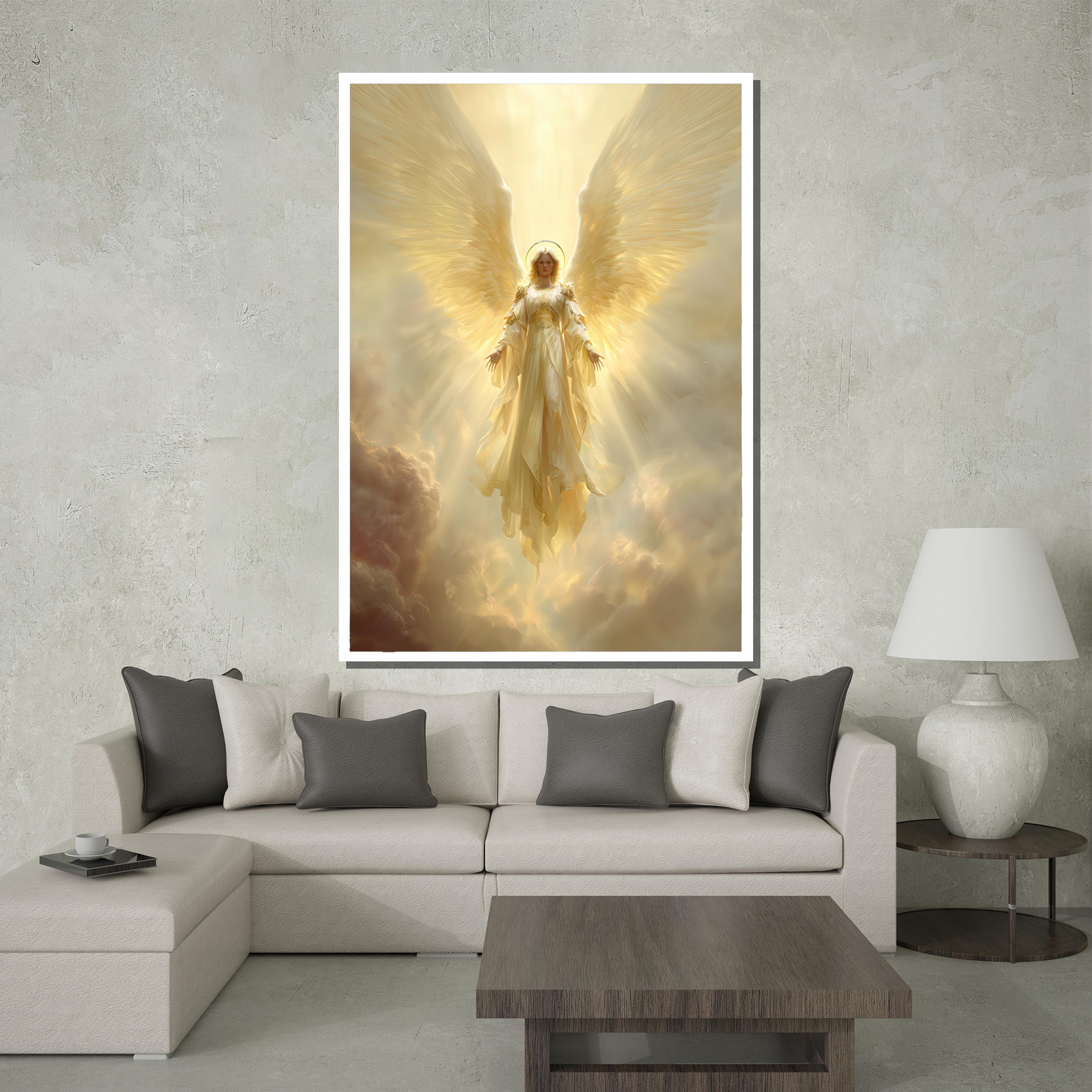 Radiant Angel in Light Canvas Painting - Heavenly Wall Art, Ready to ...
