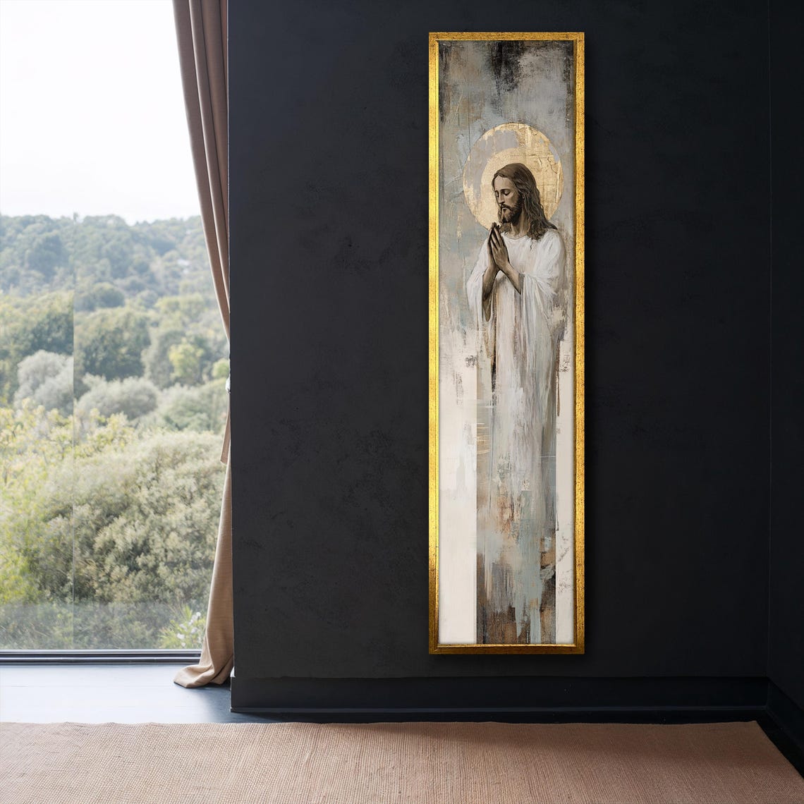 Jesus Christ Prayer Canvas Wall Art – Religious Christian Painting ...