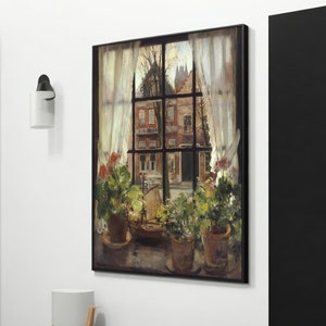 Charming Window View With Potted Plants Canvas Painting - Ideal Gift ...