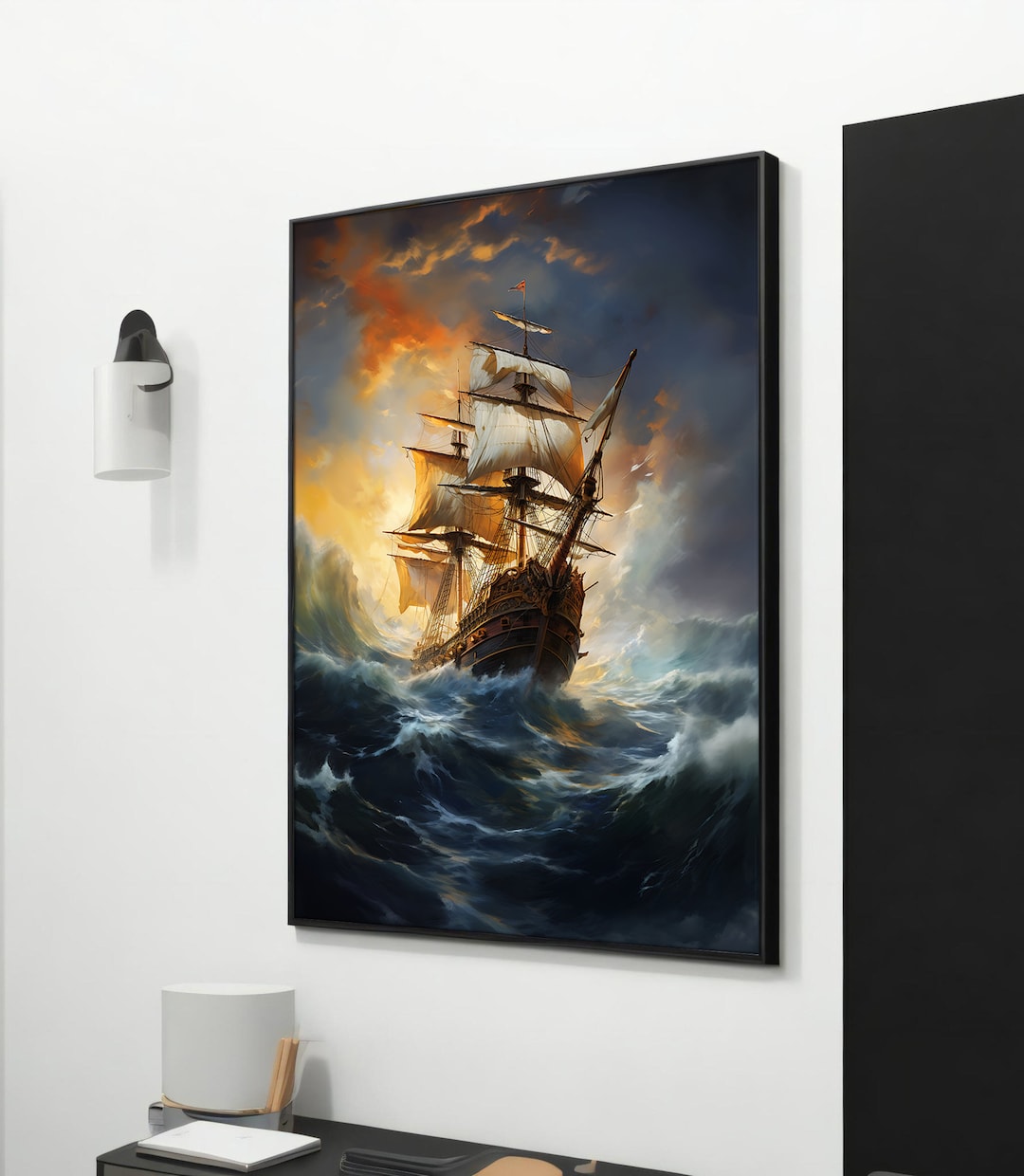 Power of the Storm: Sailboat Fighting the Waves - Dramatic Seascape ...