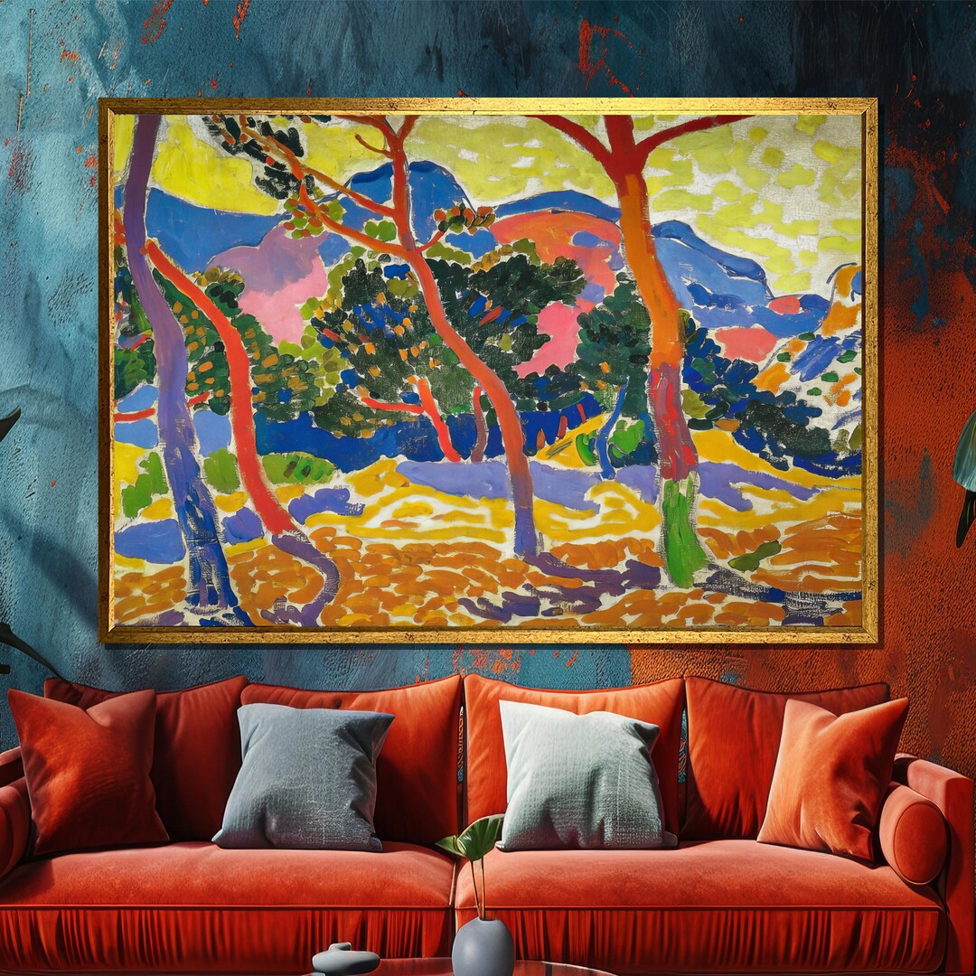 Fauvist Forest Landscape – Bold Colorful Trees and Abstract Nature in ...