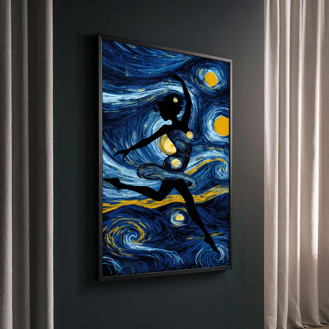 Starry Night Dancer Canvas Painting Gift – Van Gogh Inspired Elegant ...
