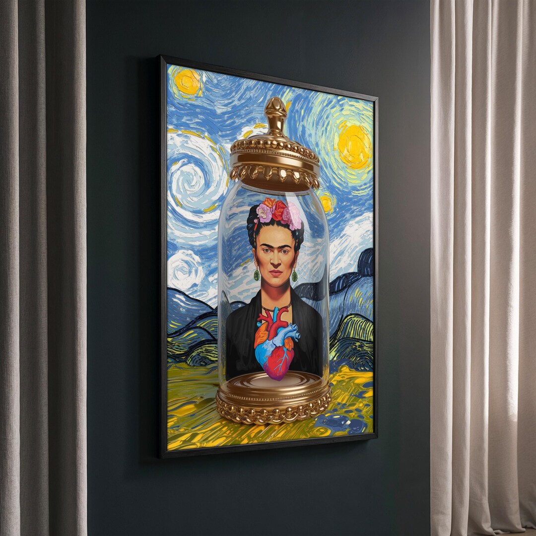 Frida Kahlo and Van Gogh Art Canvas Painting Gift – Vibrant Wall Art ...