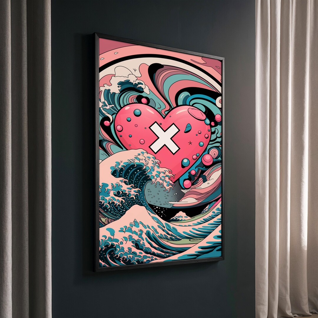 Wave and Heart Pop Art Canvas Painting Gift – Vibrant Modern Wall Art ...