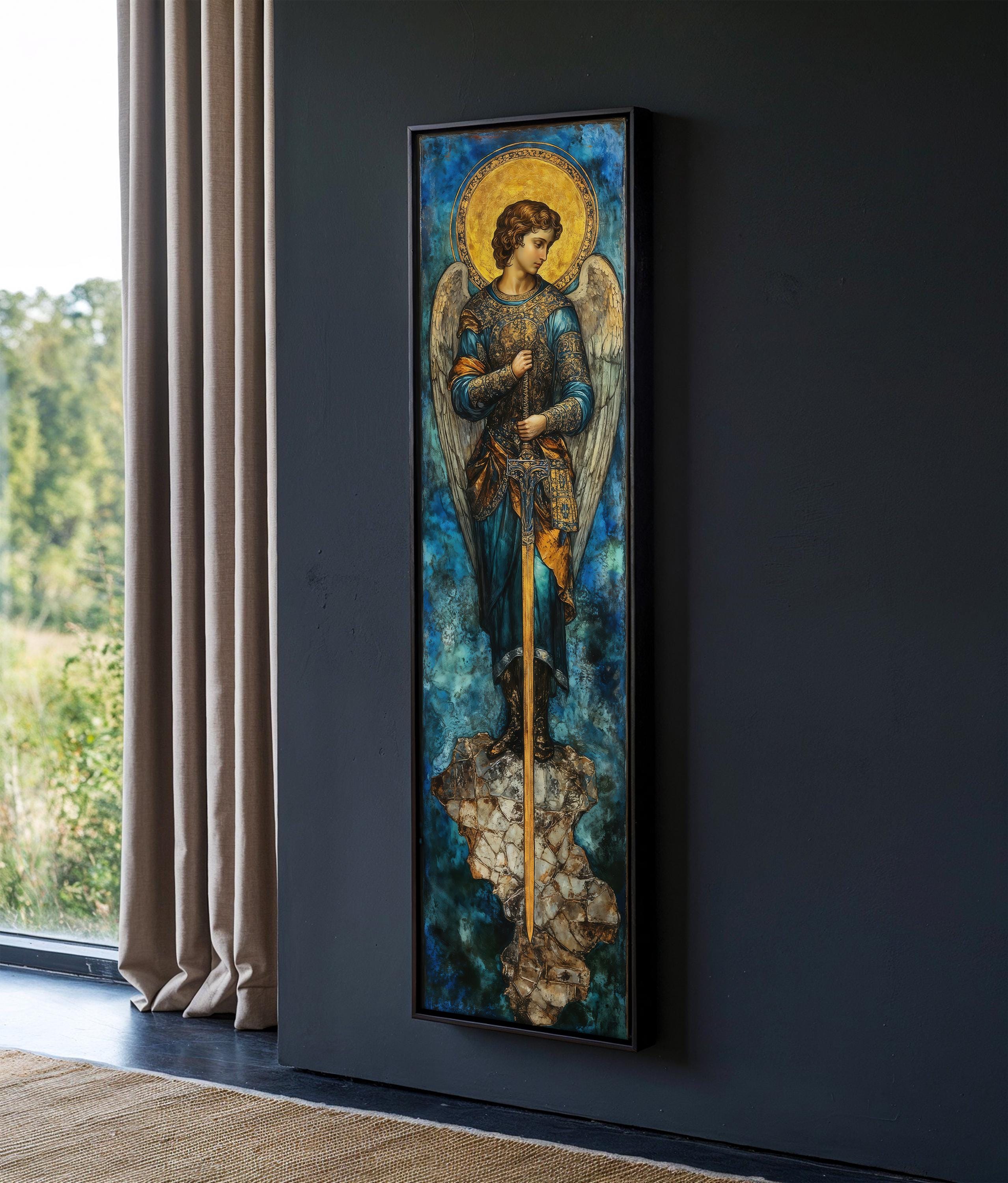 Archangel Michael Canvas Painting, Religious Wall Art, Christian Angel ...