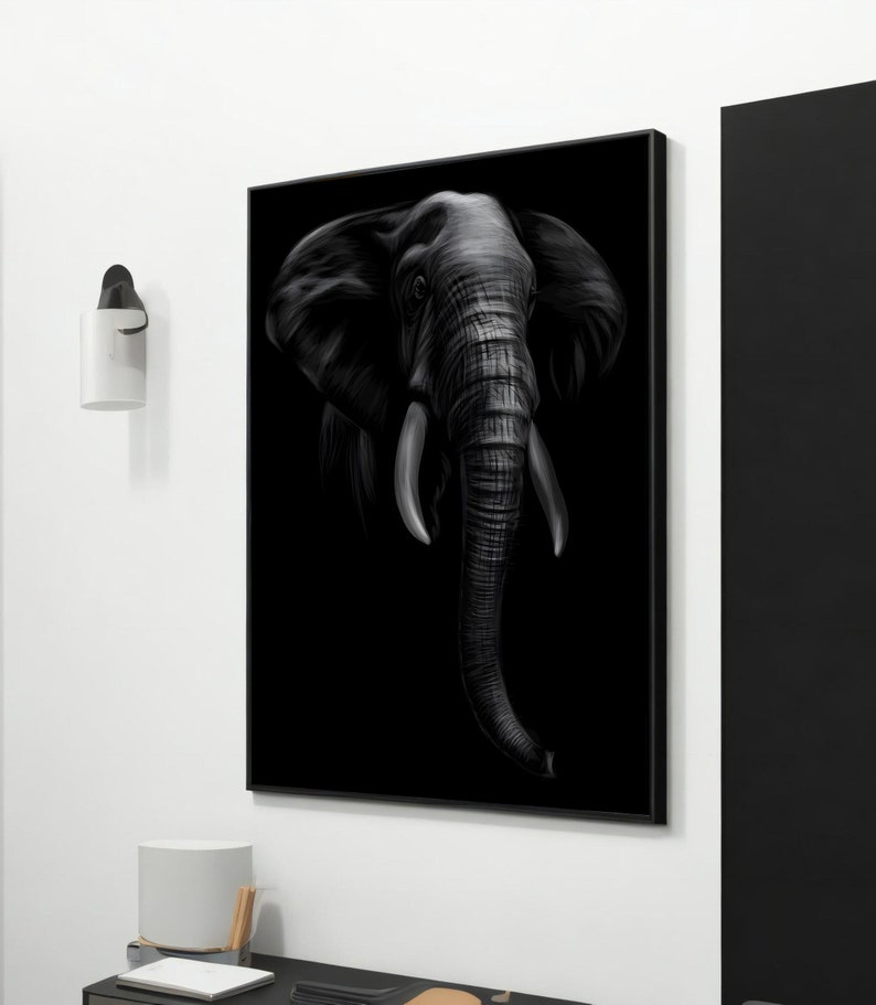Portrait of the Giant of Shadows - Majestic African Elephant Canvas Art ...