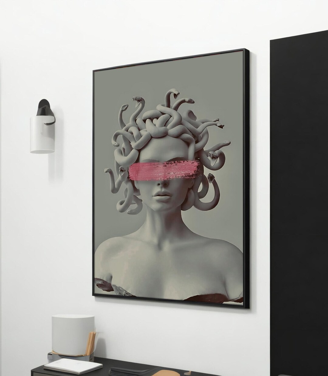Modern Medusa Art Canvas Print, Mythological Decor, Unique Urban Art ...