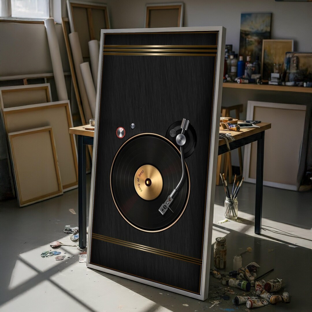 Vintage Turntable Canvas, Retro Record Player Wall Art, Music Lover ...
