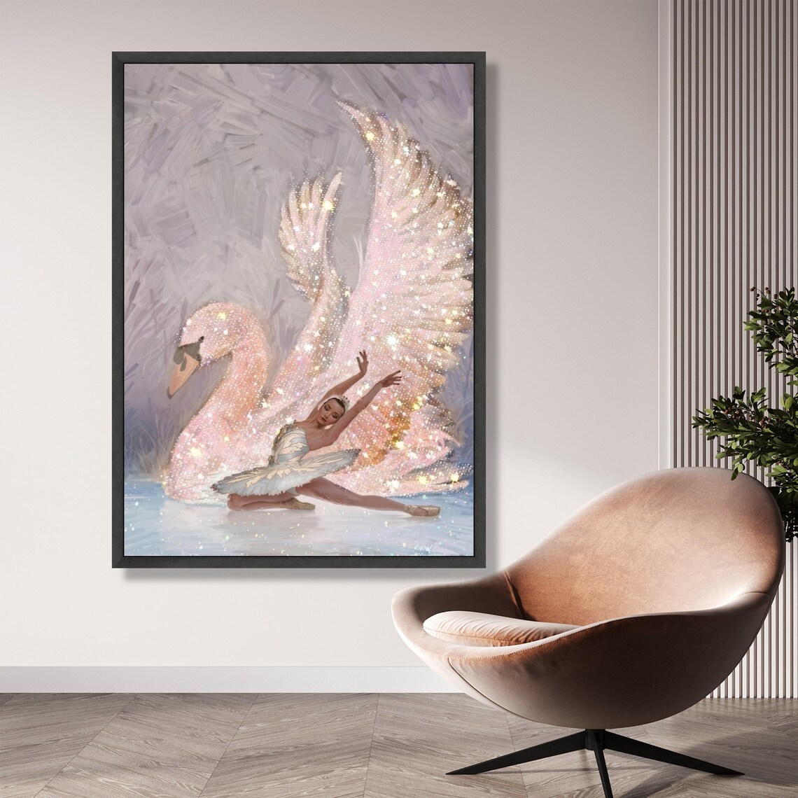 Ballet Swan Dance Canvas, Graceful Ballerina Art, Sparkling Swan Wings ...