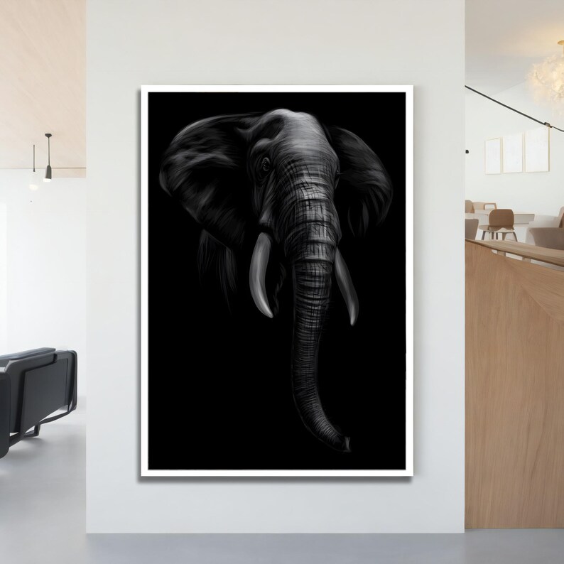 Portrait of the Giant of Shadows - Majestic African Elephant Canvas Art ...