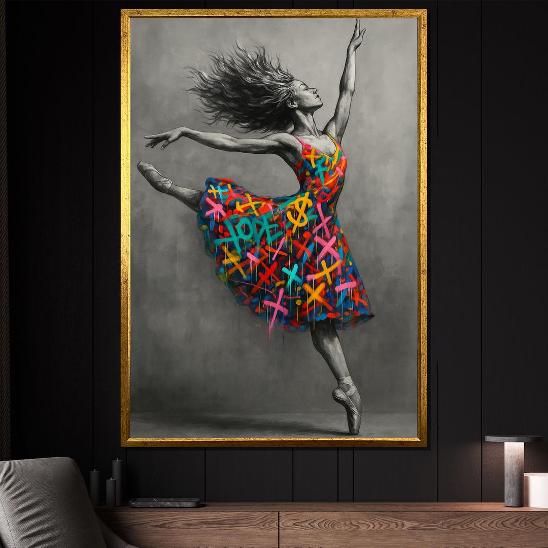 Banksy Graffiti Ballet Dancer Canvas Art - Colorful Street Art Style ...