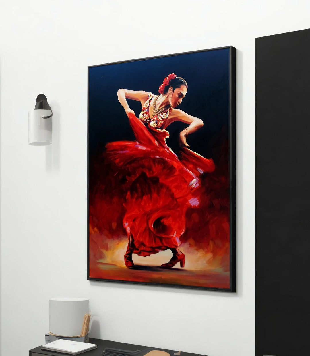 Meeting of Colors and Passion: Flamenco Dance Canvas Art - Vibrant Wall ...