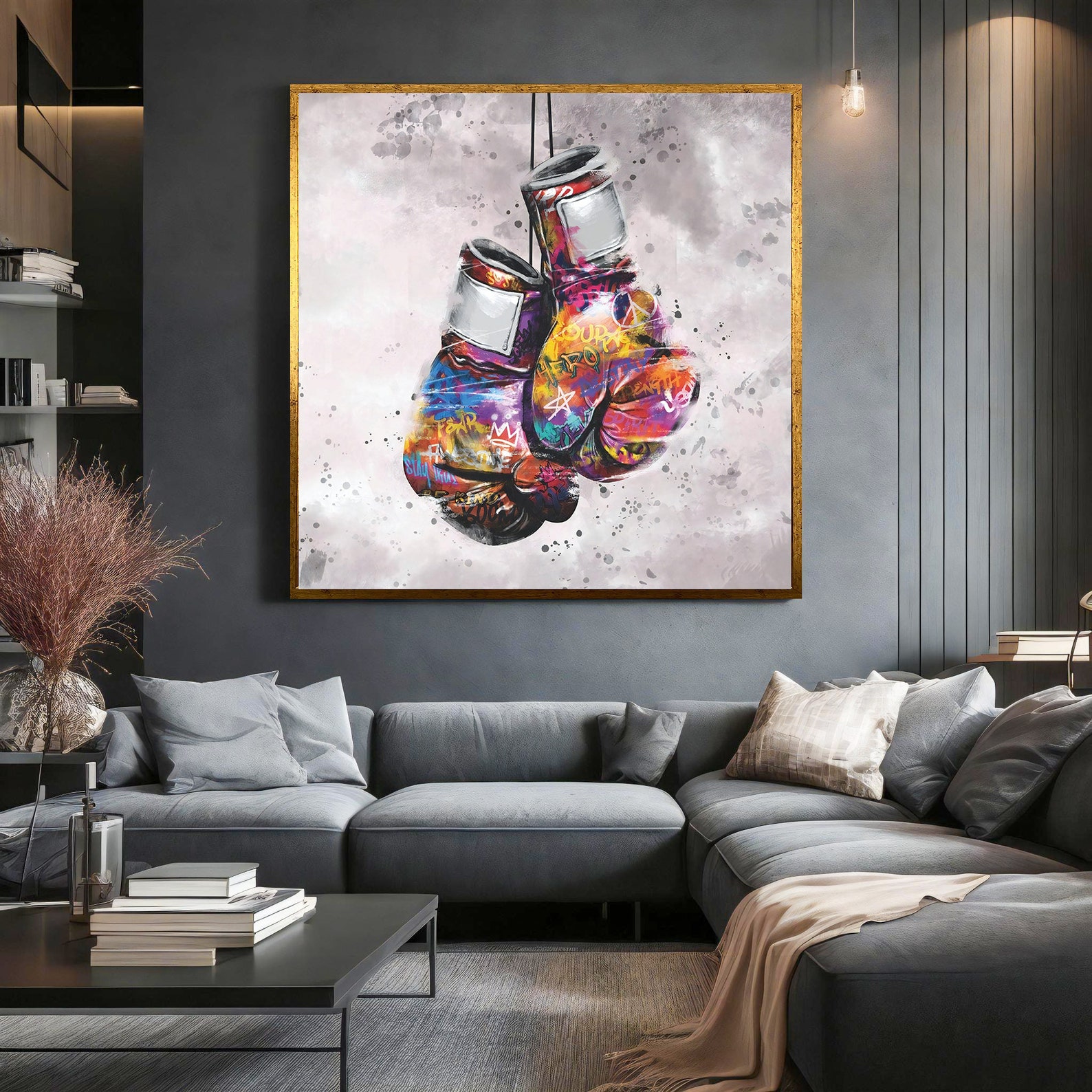 Graffiti Boxing Gloves Canvas Painting - Bold Banksy Inspired Art Gift ...