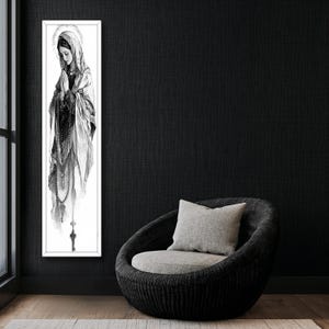 Virgin Mary Prayer Canvas Art - Religious Wall Decor, Black and White ...