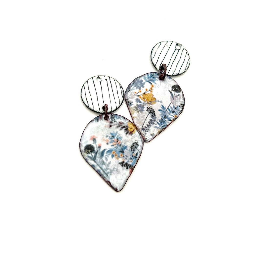 Enamel Earring Dangle Charms, Handmade Jewelry Components - Etsy