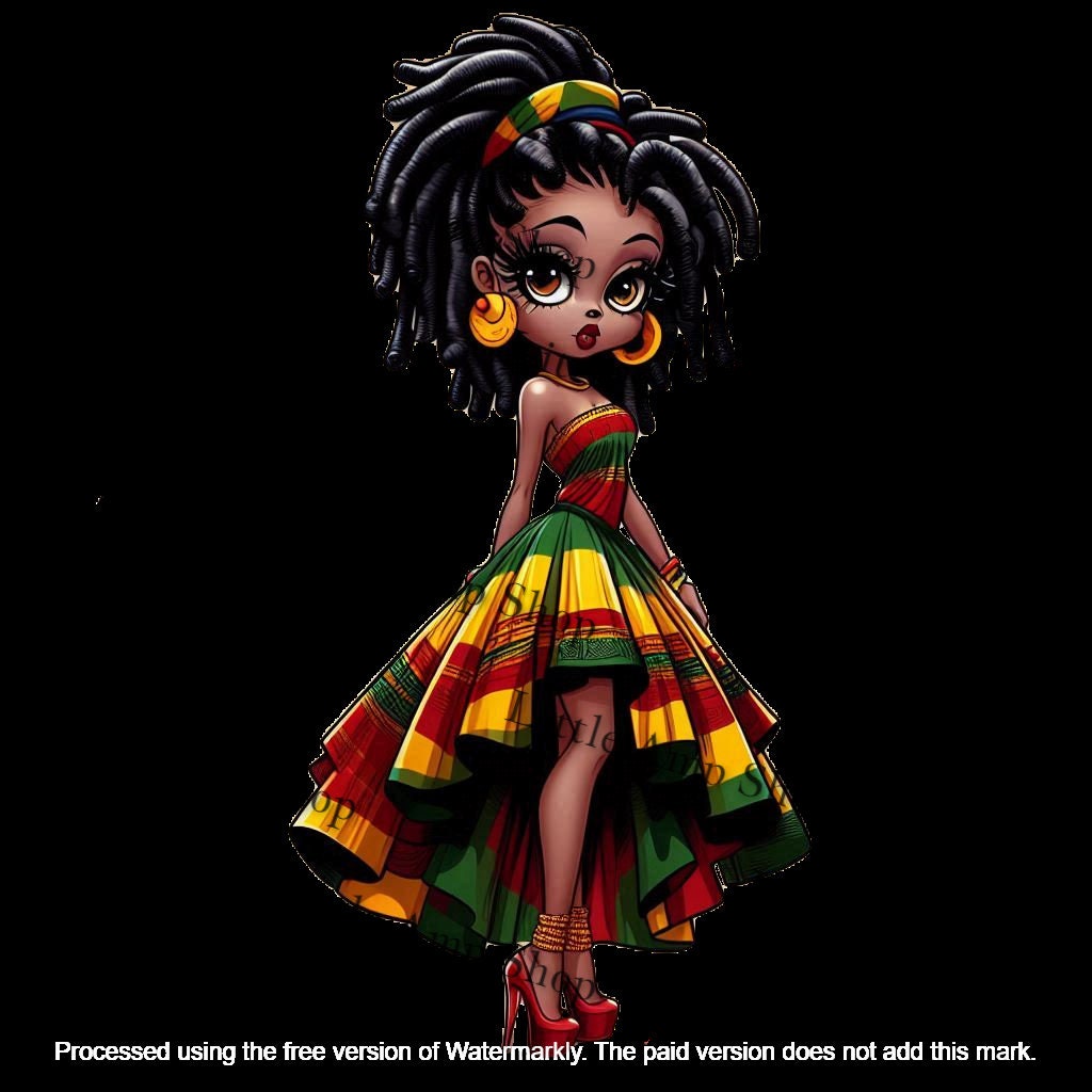 Beautiful African American Betty Boop, Juneteenth Png Clip Art Prints ...