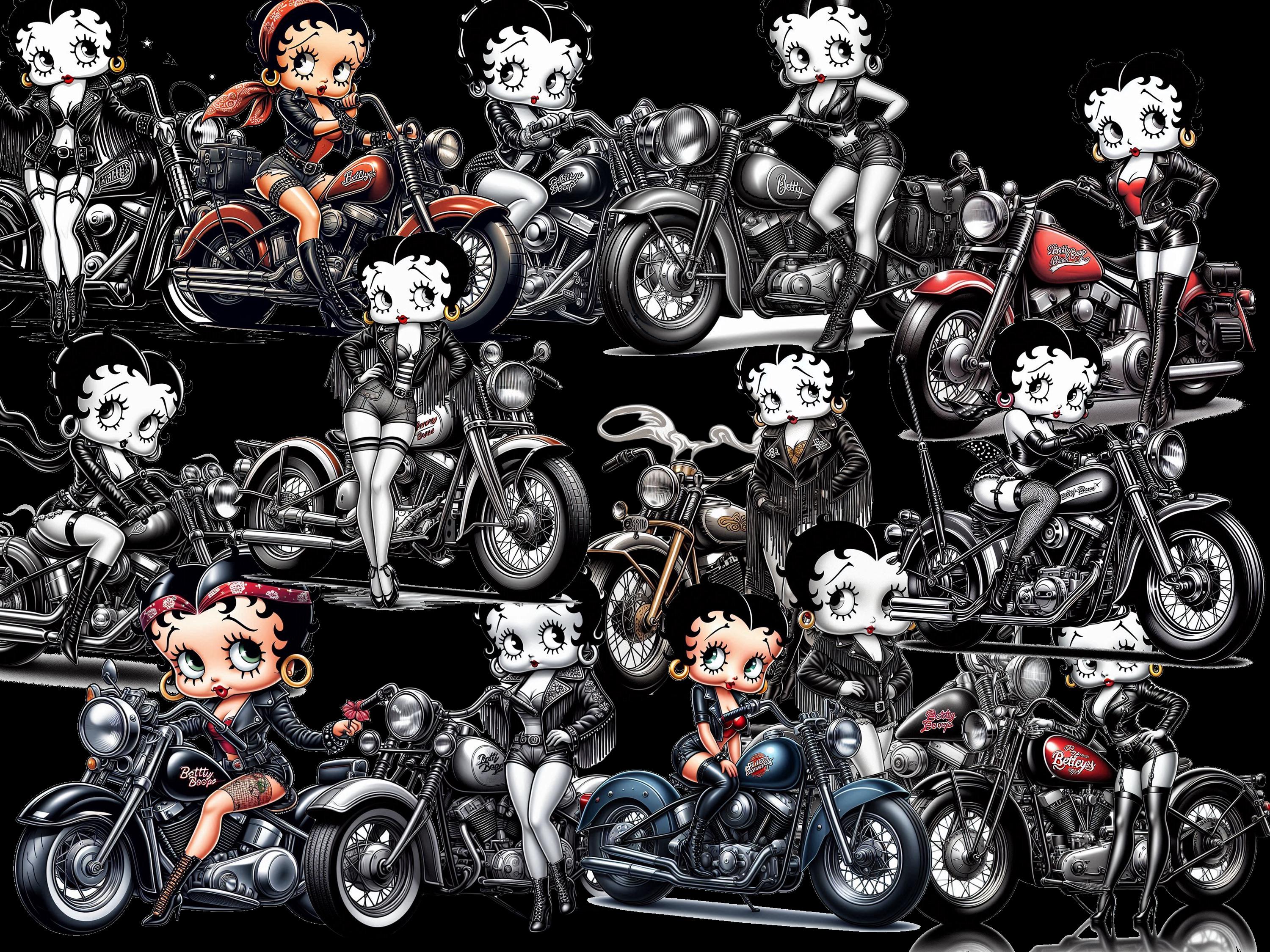 Motorcycle, Betty Boop, Digital Art, Png, Clip Art, Prints, Black, and ...