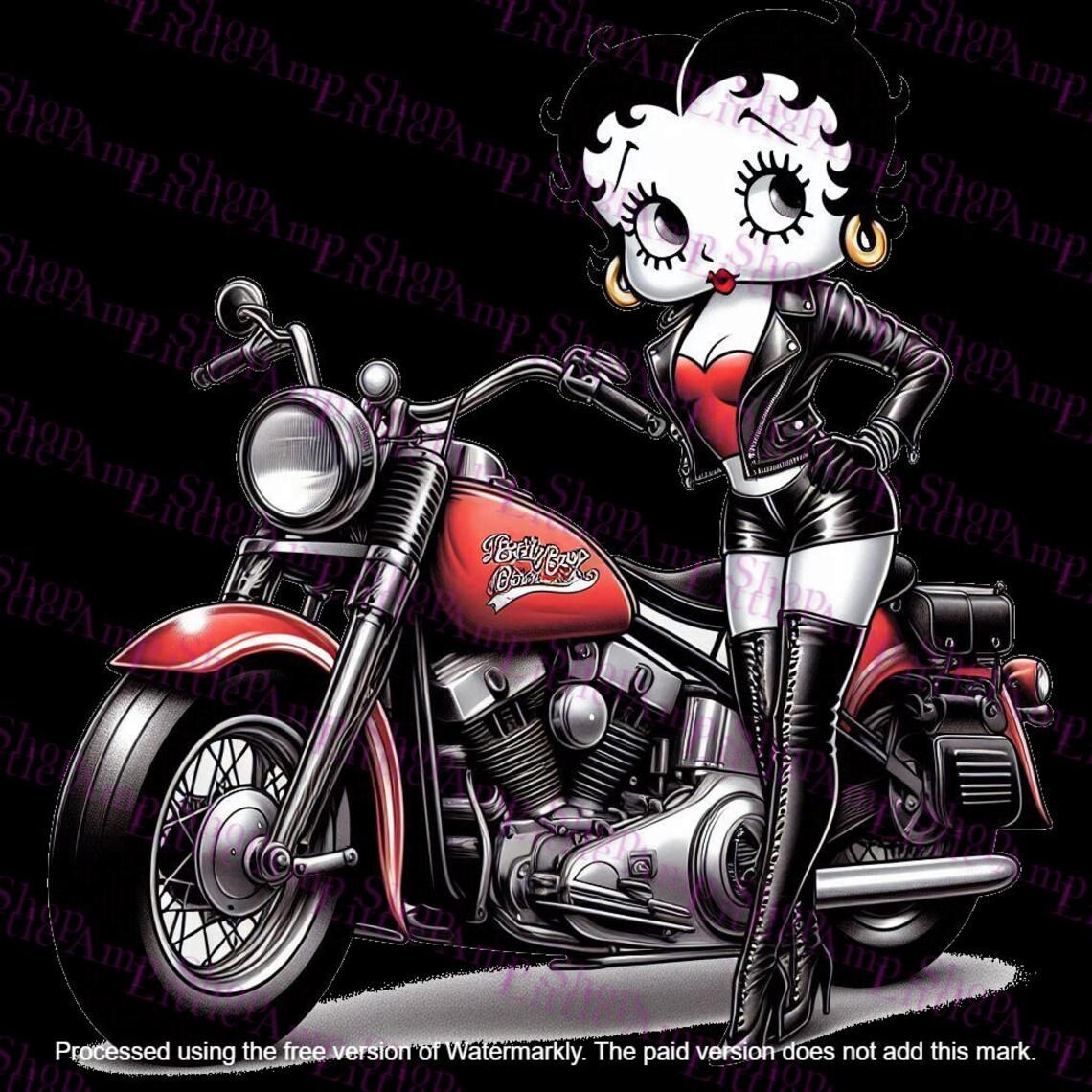 Motorcycle, Betty Boop, Digital Art, Png, Clip Art, Prints, Black, and ...