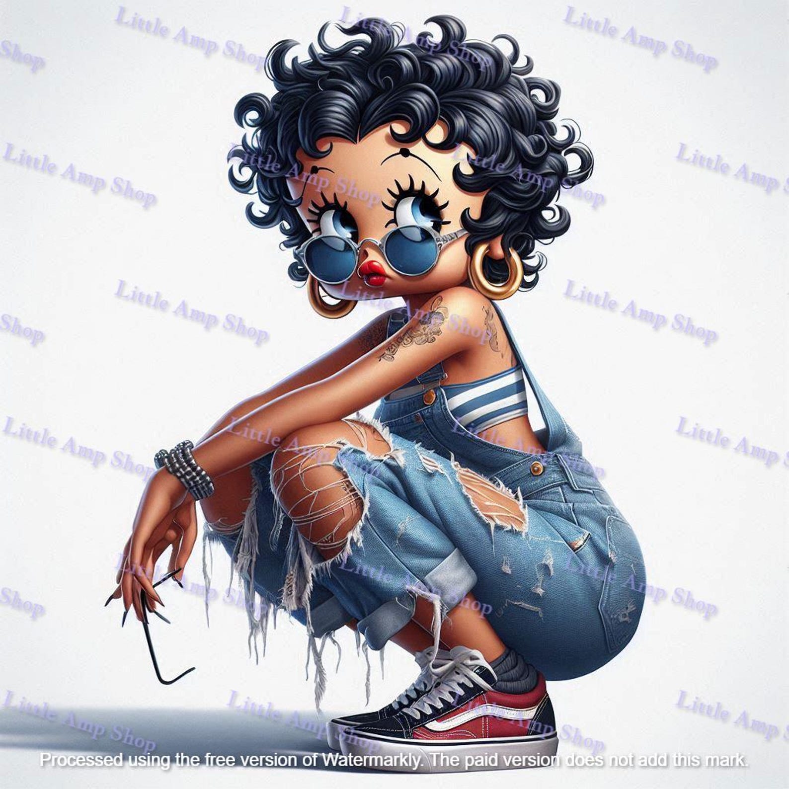 Baddie Betty Boop, Overalls, Vintage Digital Art, Clipart, Print, Betty ...