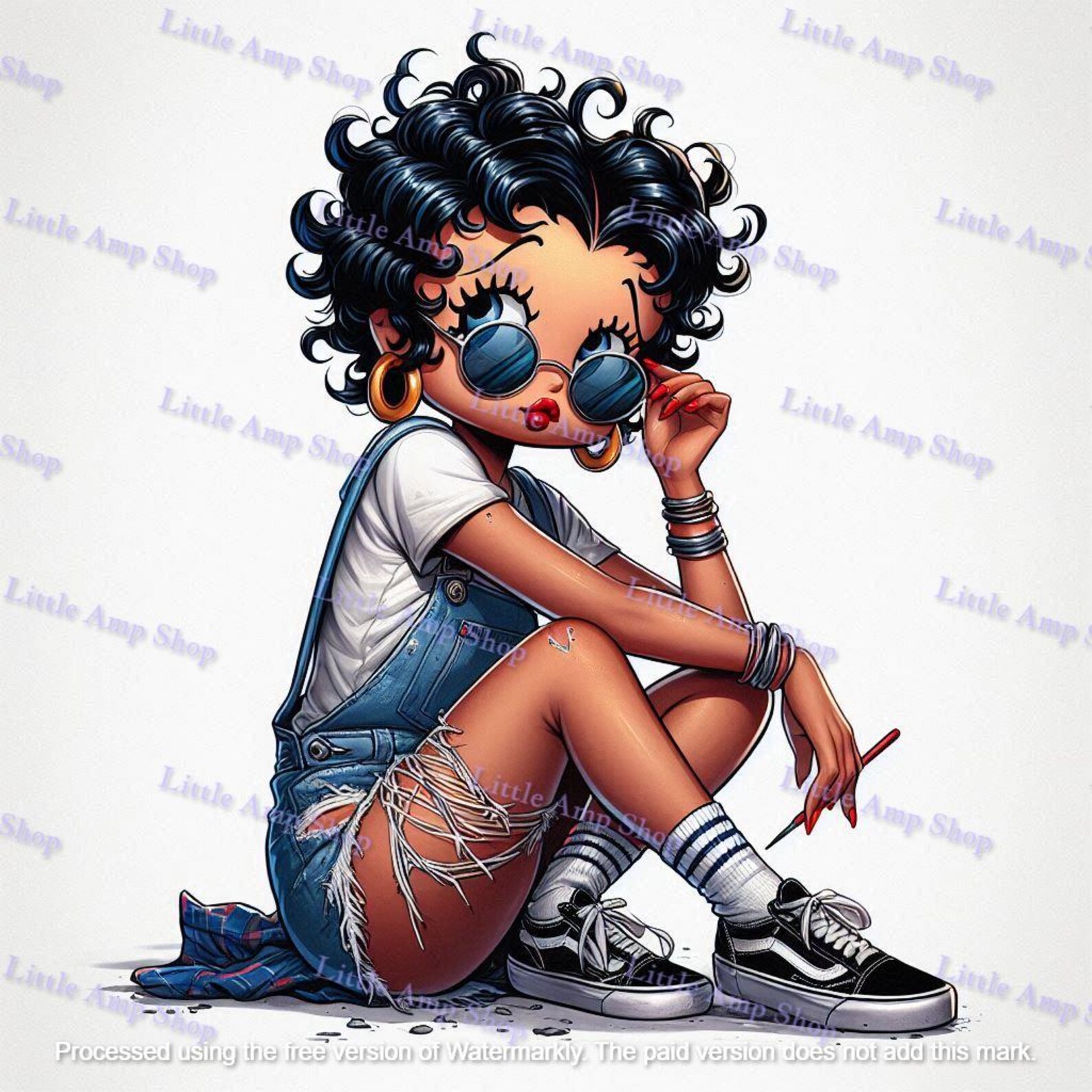 Baddie Betty Boop, Overalls, Vintage Digital Art, Clipart, Print, Betty ...