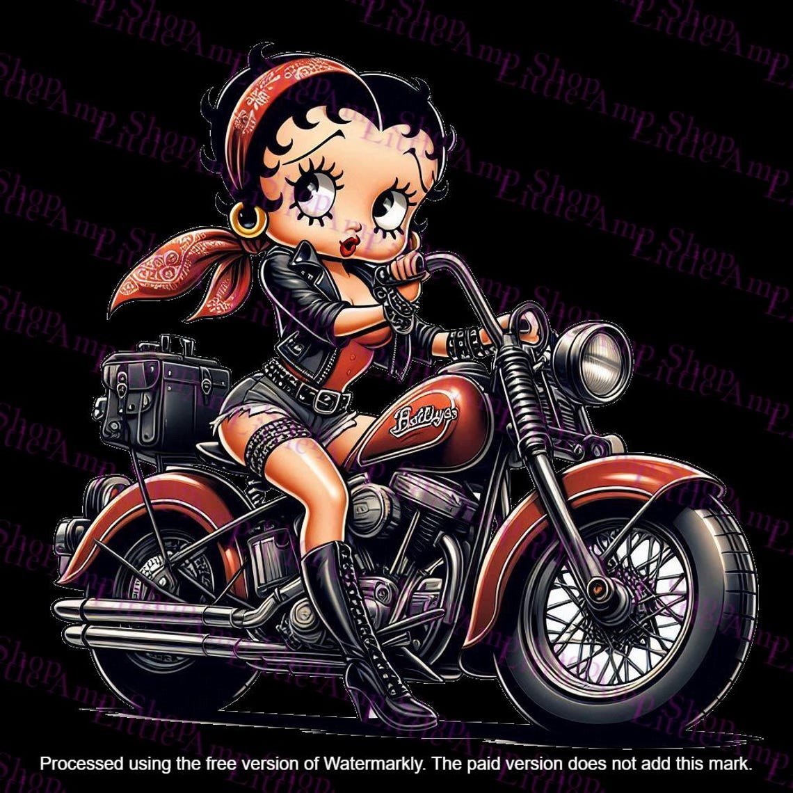 Motorcycle, Betty Boop, Digital Art, Png, Clip Art, Prints, Black, and ...