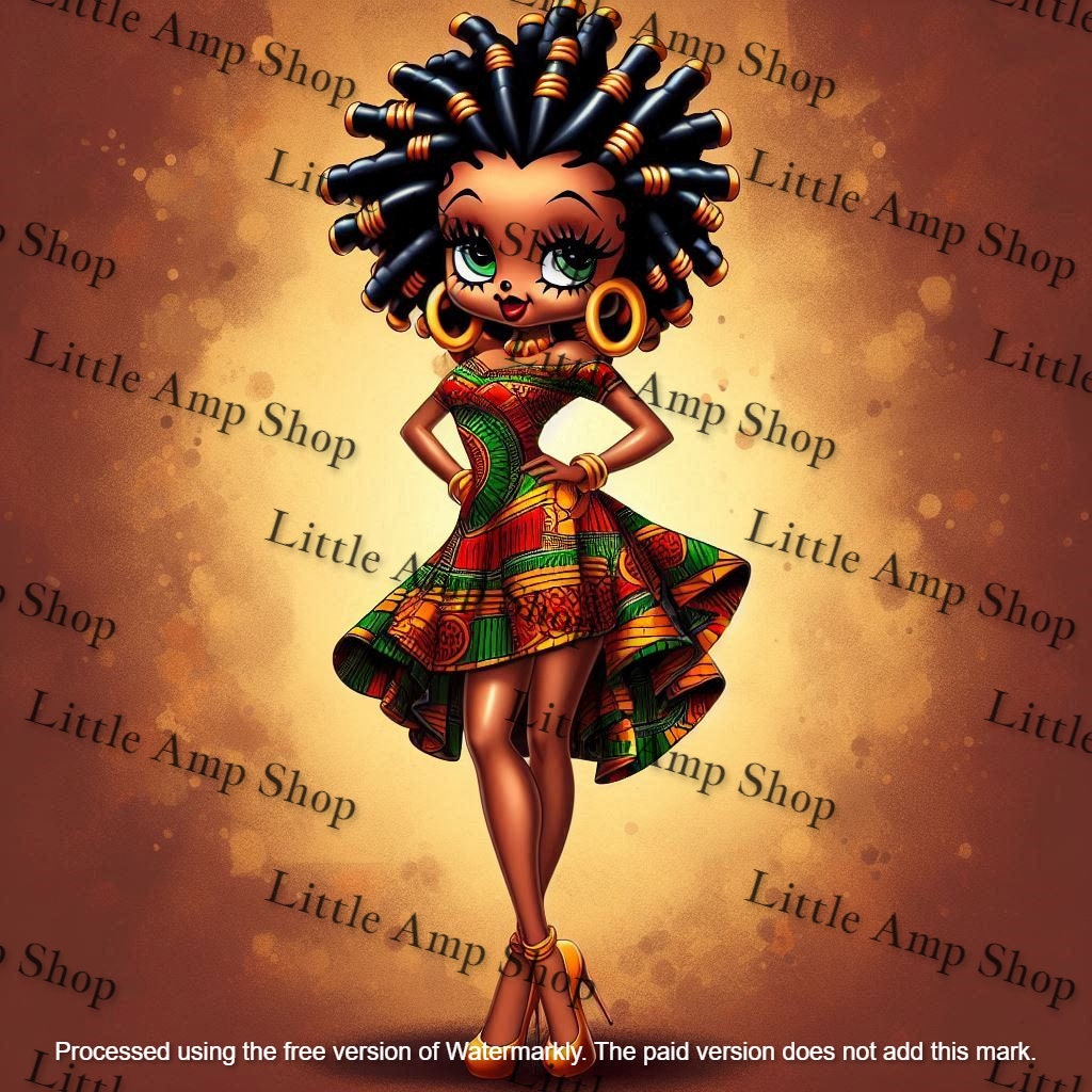 Beautiful African American Betty Boop, Juneteenth Png Clip Art Prints ...