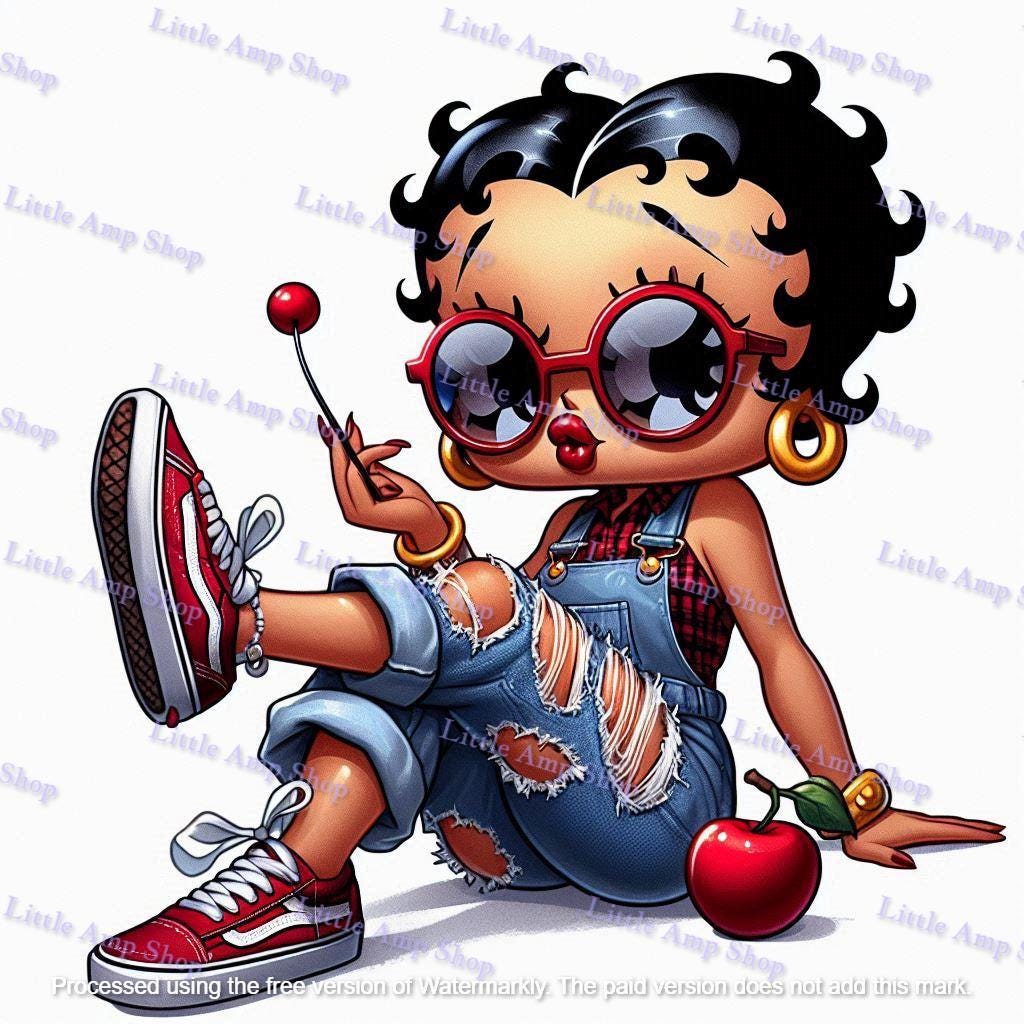 Baddie Betty Boop, Overalls, Vintage Digital Art, Clipart, Print, Betty ...