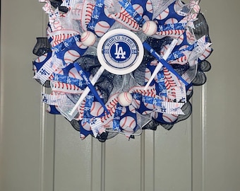 Los Angeles Dodgers Mesh Wreath, Dodgers Deco Mesh Wreath, MLB Deco ...